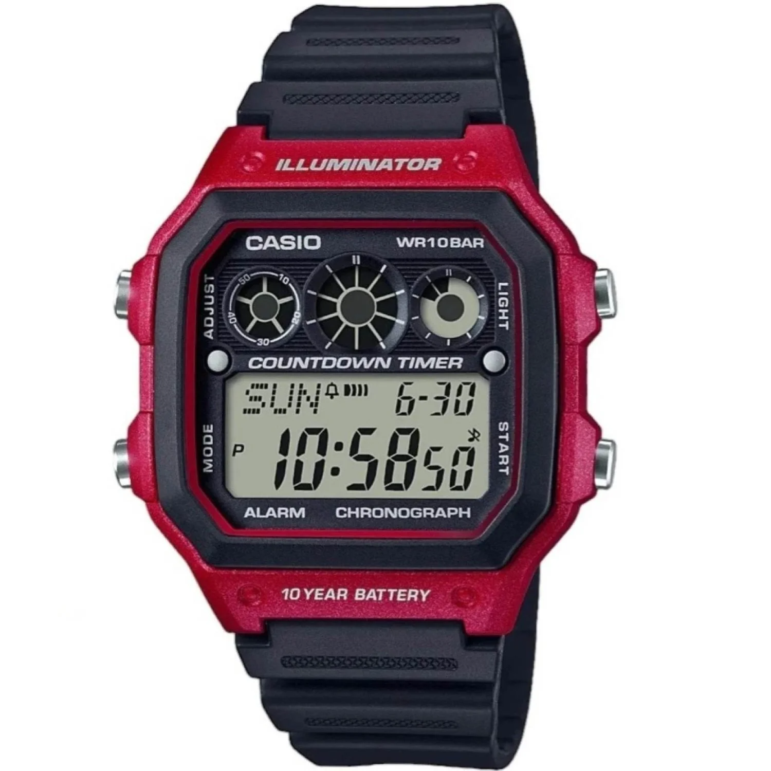 AE1300WH-4A Casio Watch Black Red – Broadway Jewellers NZ